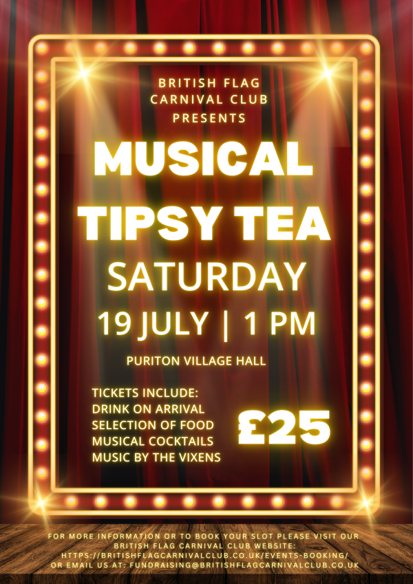 Musical Theatre Tipsy Tea - July 19th - British Flag Carnival Club